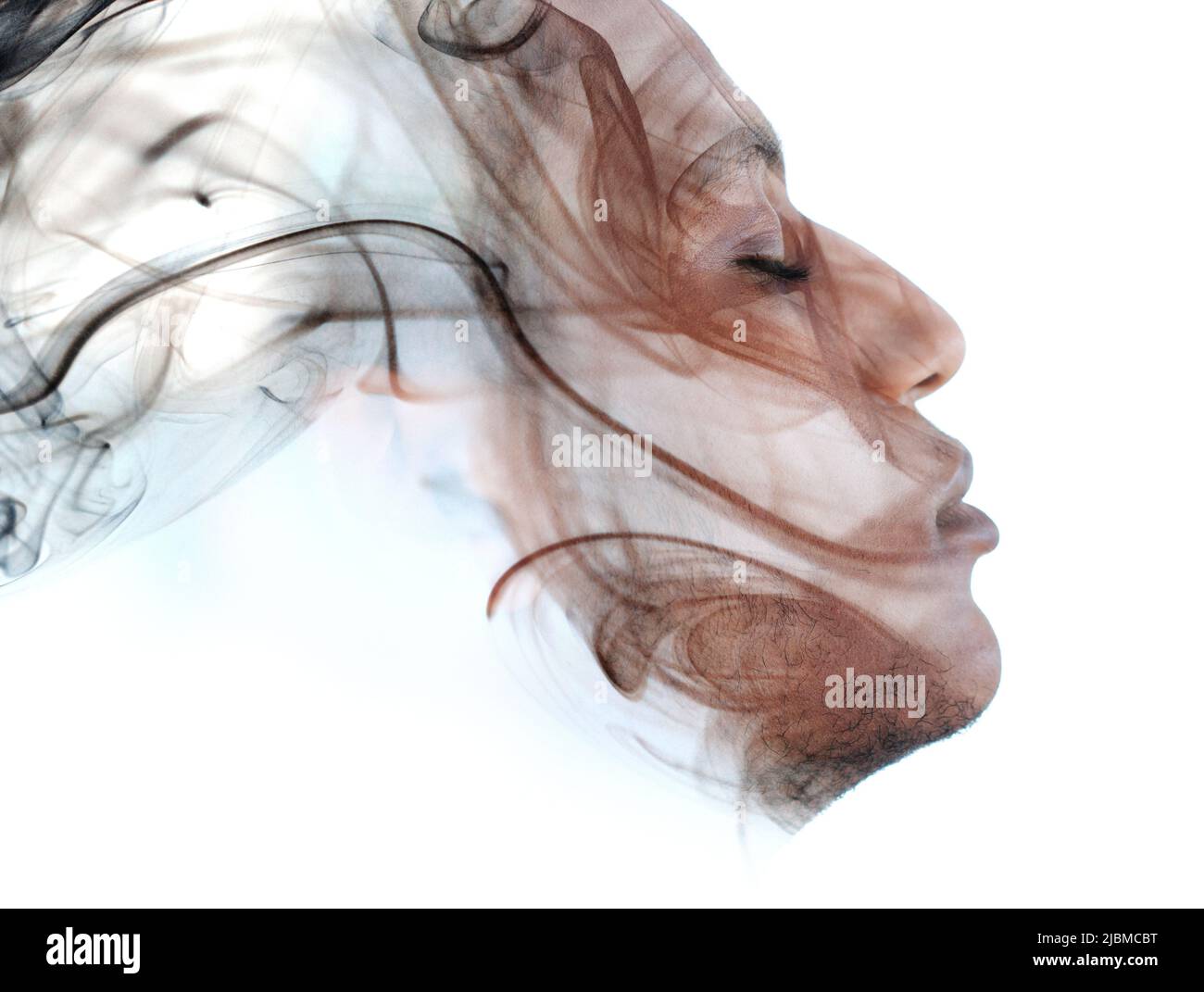 An image of a smoke combined with a portrait of a man Stock Photo - Alamy