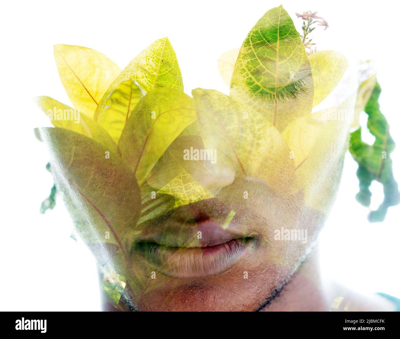 Creative double exposure portrait of a black man Stock Photo - Alamy