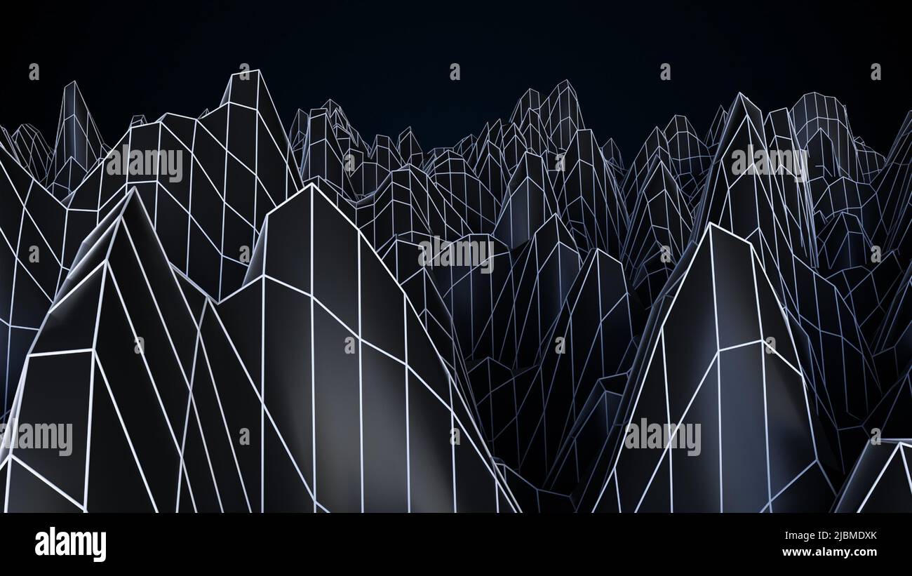 Black low poly. Computer generated 3d render Stock Photo - Alamy
