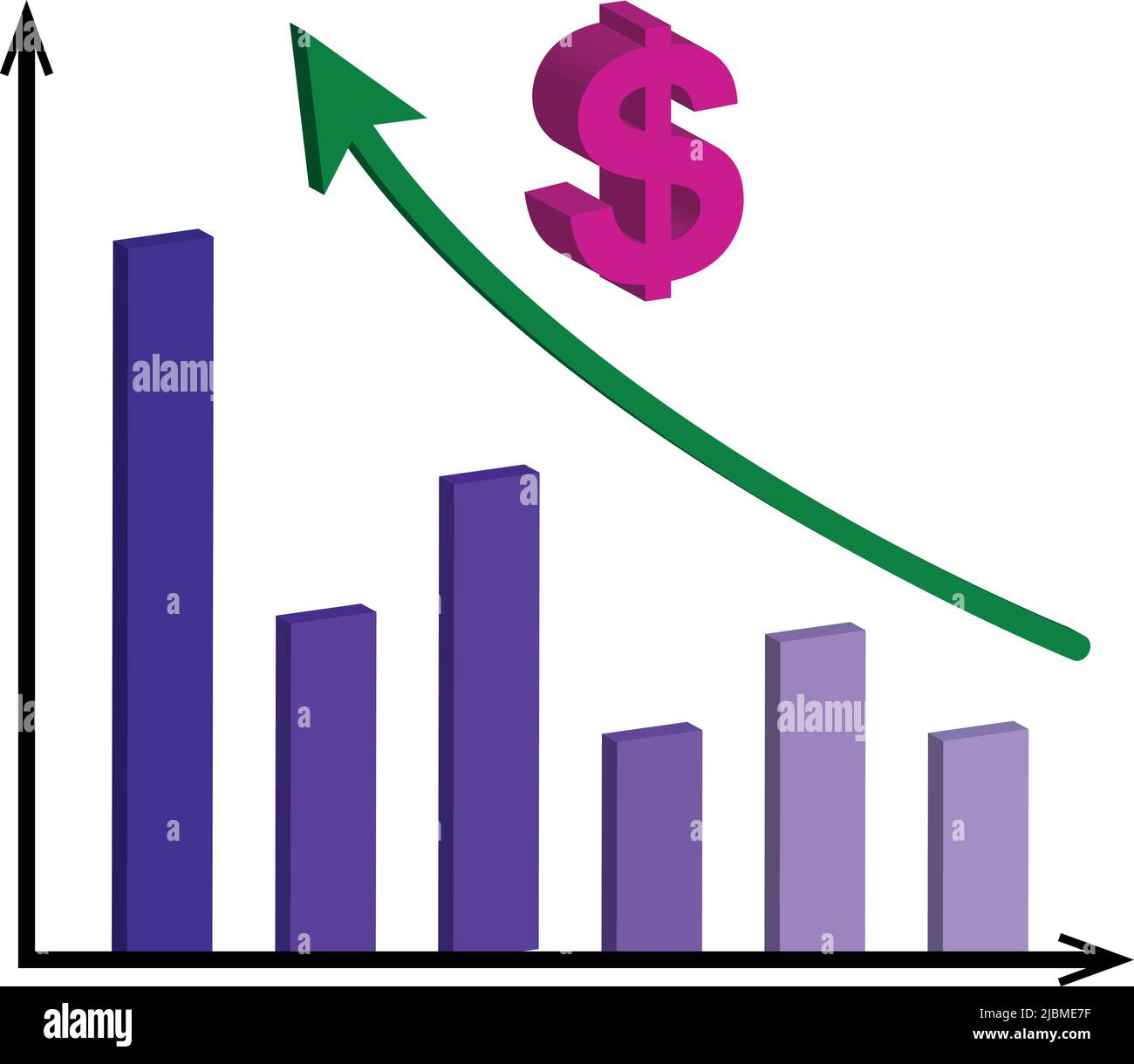 business graph isolated on white on white background Stock Vector Image ...