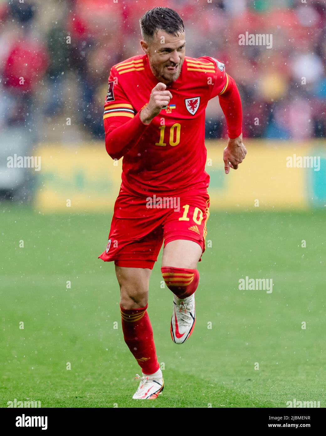 CARDIFF, WALES - 05 JUNE 2022: Wales' Aaron Ramsey during he 2022 FIFA ...