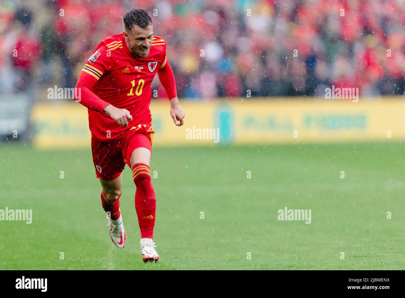 CARDIFF, WALES - 05 JUNE 2022: Wales' Aaron Ramsey during he 2022 FIFA ...