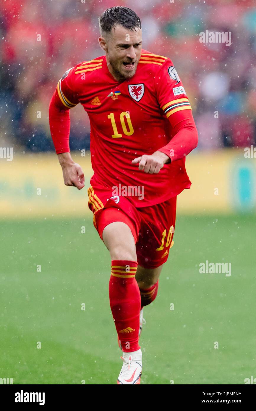 CARDIFF, WALES - 05 JUNE 2022: Wales' Aaron Ramsey during he 2022 FIFA ...