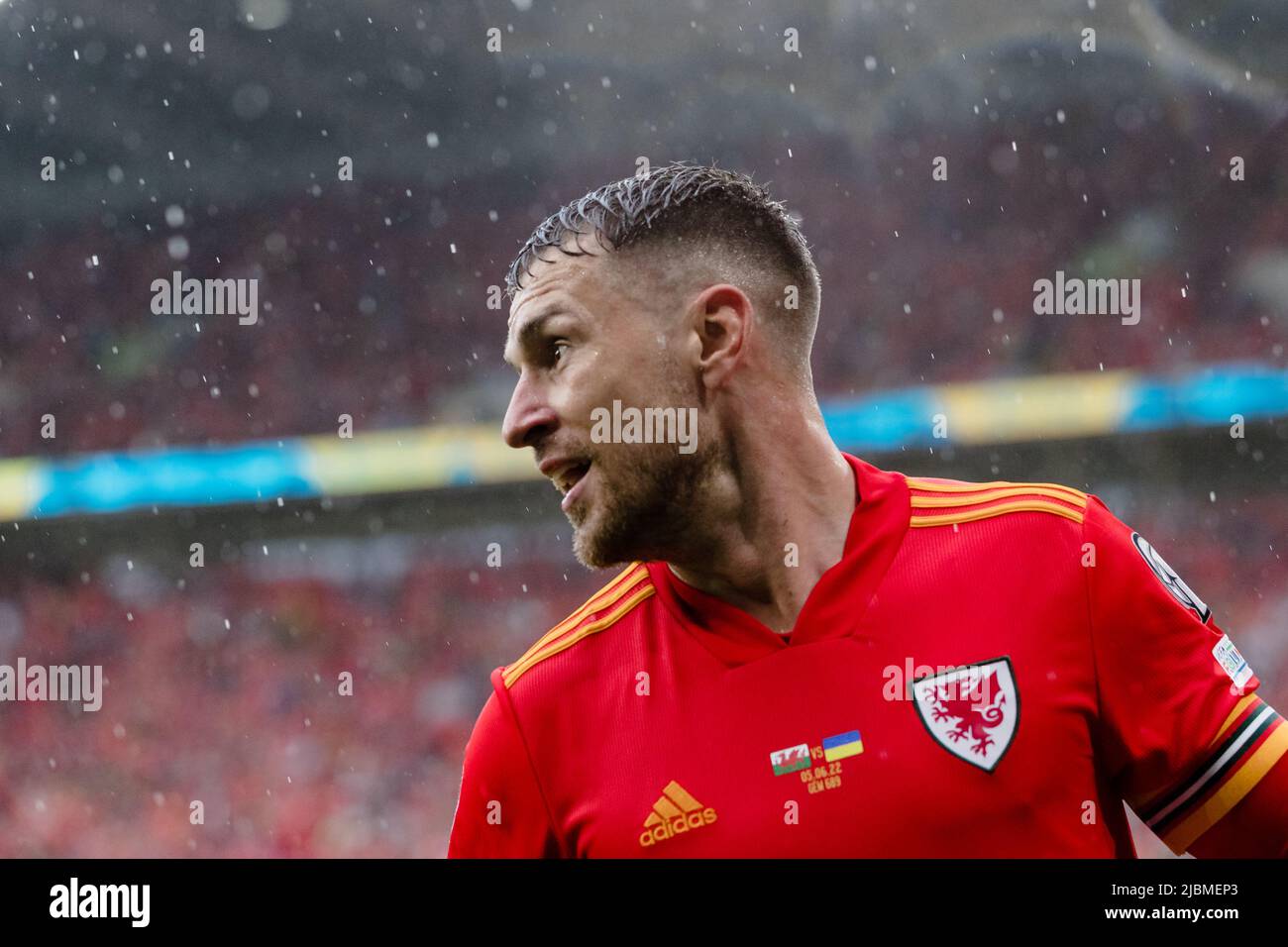 CARDIFF, WALES - 05 JUNE 2022: Wales' Aaron Ramsey during he 2022 FIFA ...