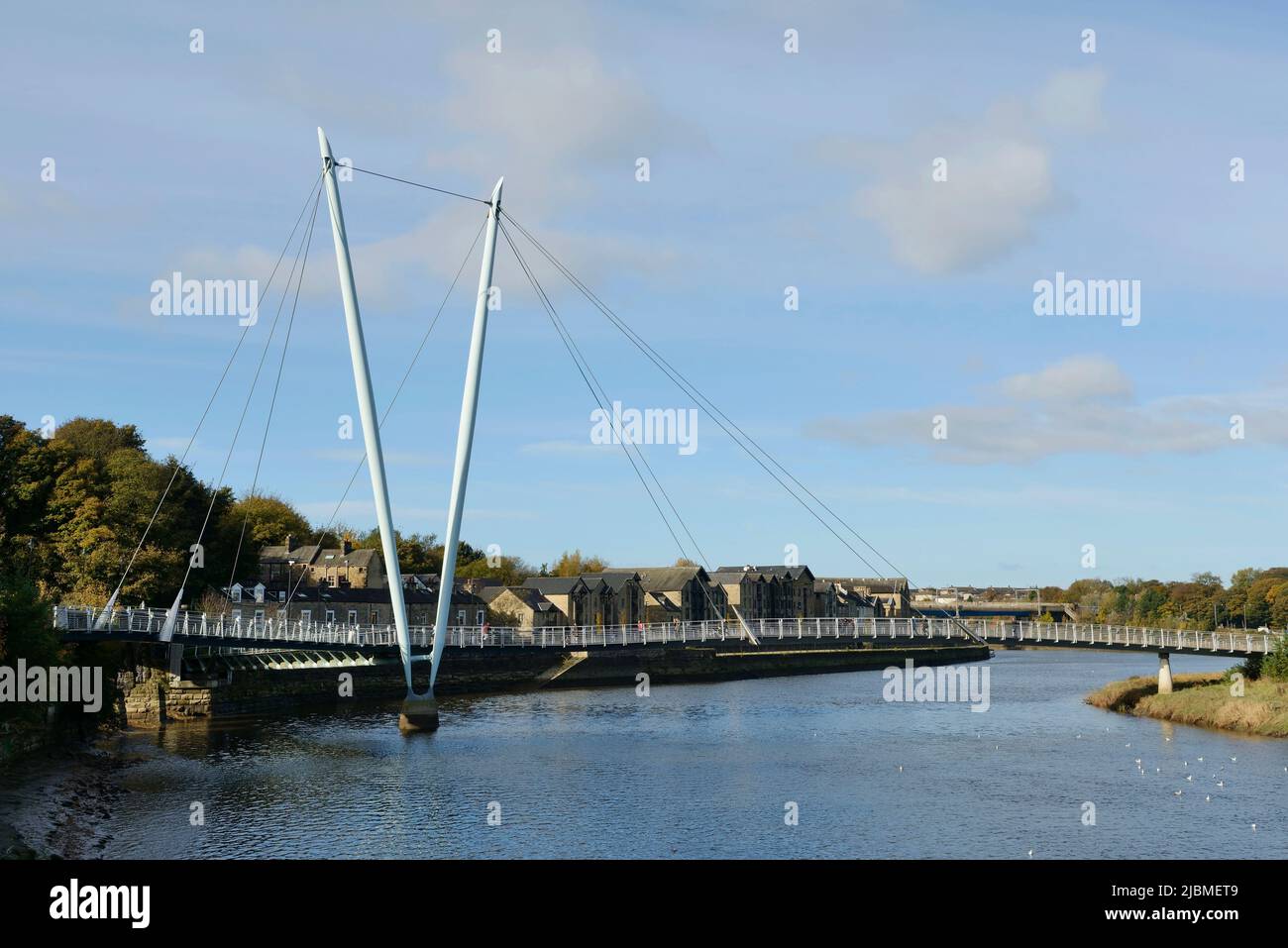 The Lune Millennium bridge crossing the River Lune in Lancaster city ...
