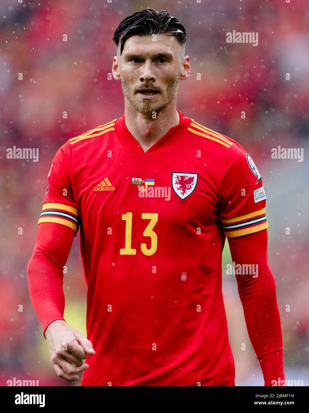 CARDIFF, WALES - 05 JUNE 2022: Wales' Kieffer Moore during he 2022 FIFA ...
