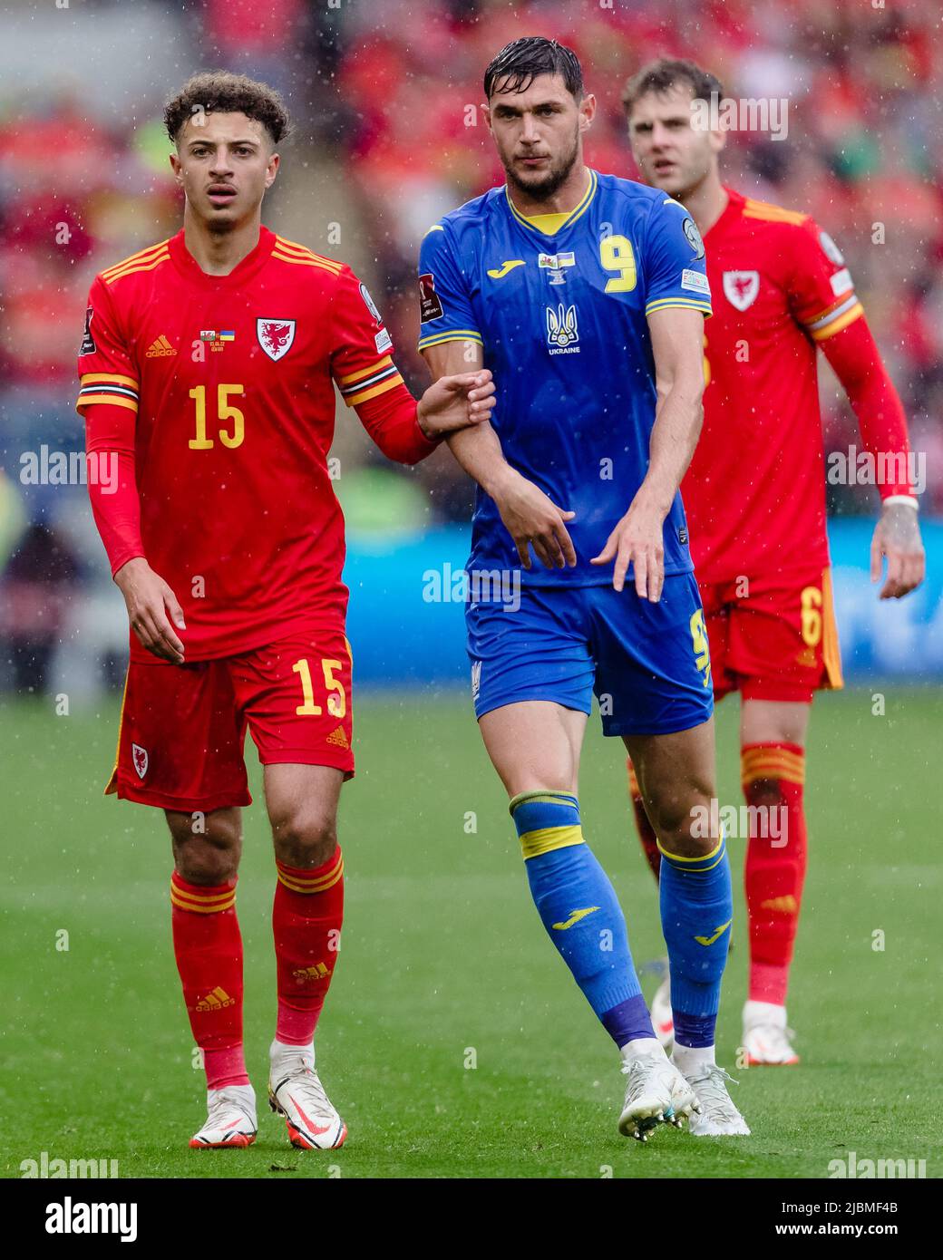 CARDIFF, WALES - 05 JUNE 2022: Wales' Ethan Ampadu and Ukraines's ...