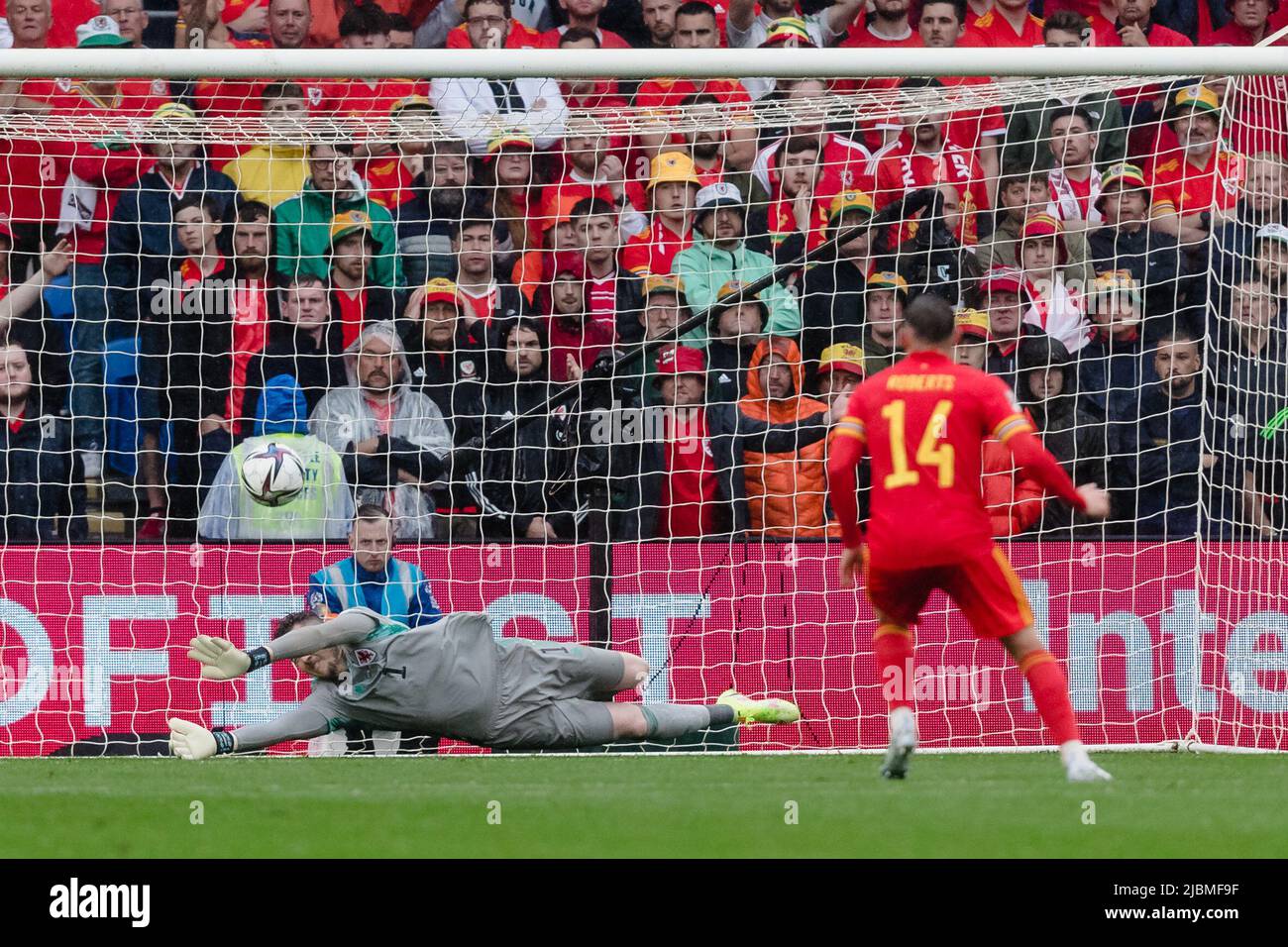 CARDIFF, WALES - 05 JUNE 2022: Wales' goalkeeper Wayne Hennessey during ...