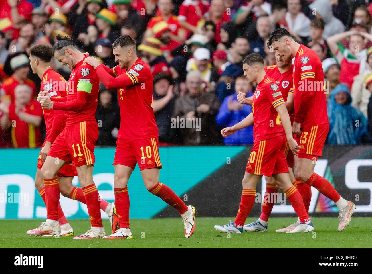 CARDIFF, WALES - 05 JUNE 2022: Wales' Gareth Bale and Wales' Aaron ...