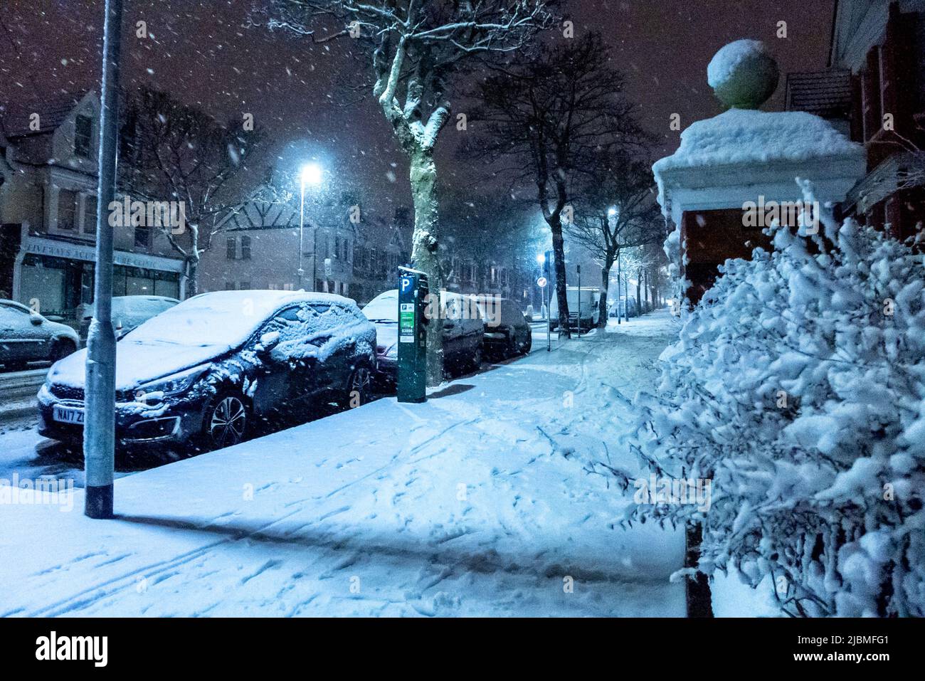 Brighton, January 31st 2019: The first snowfall in Brighton this year ...