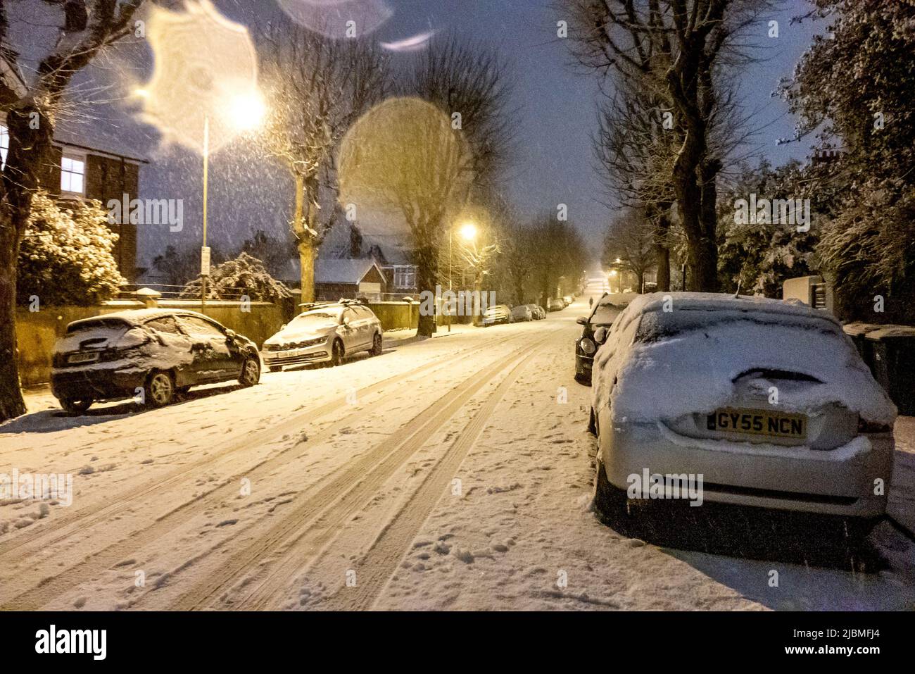 Brighton, January 31st 2019: The first snowfall in Brighton this year ...