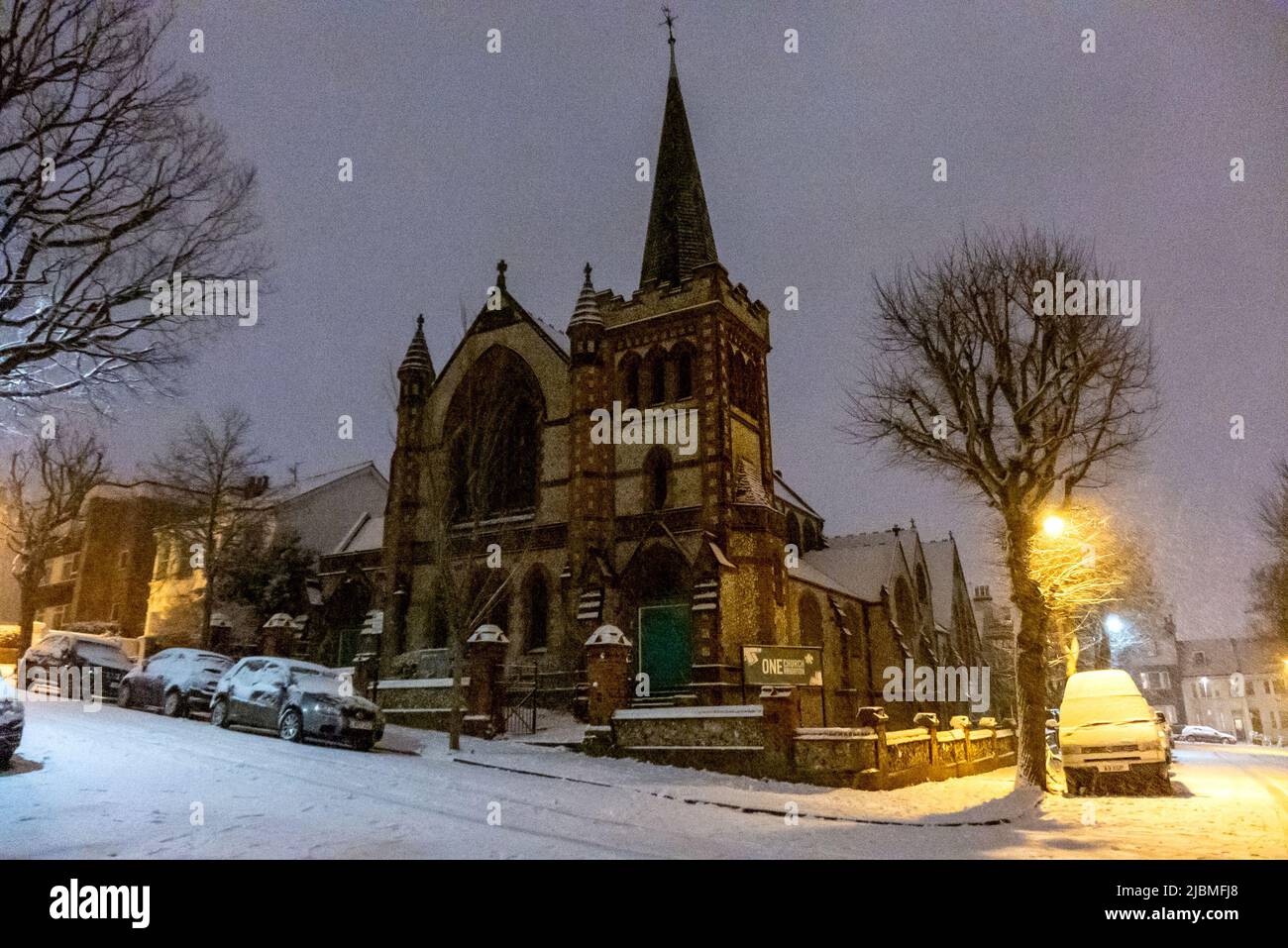 Brighton, January 31st 2019: The first snowfall in Brighton this year ...
