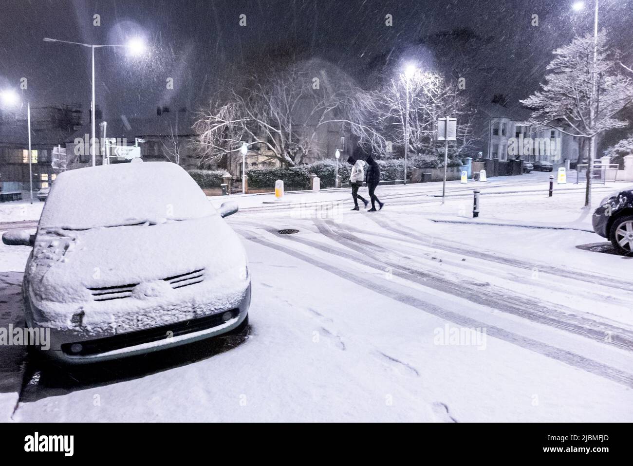 Brighton, January 31st 2019: The first snowfall in Brighton this year ...