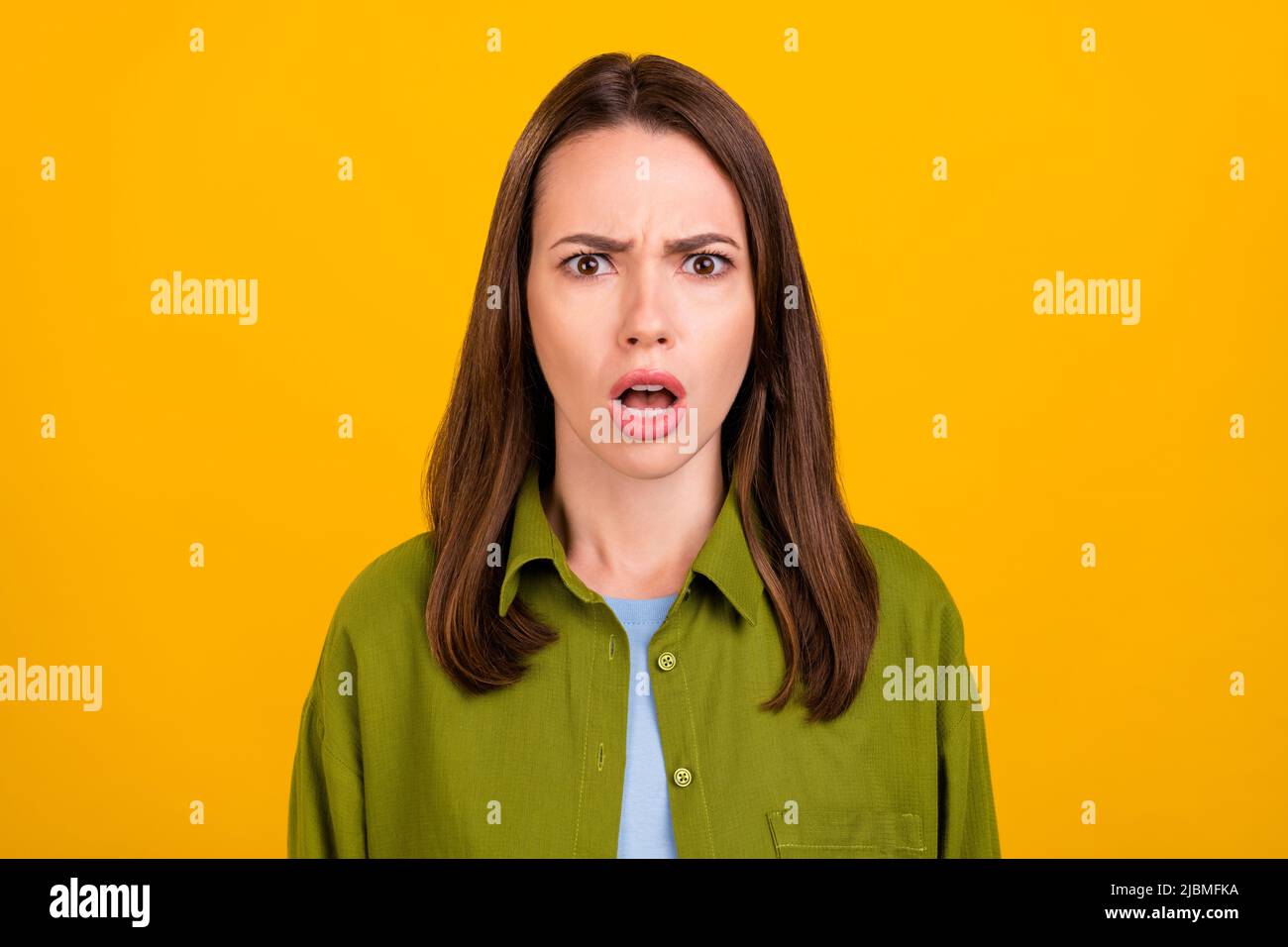 Photo of shocked unhappy young upset woman face reaction bad news ...