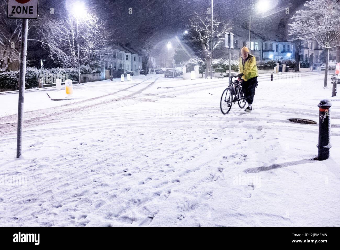 Brighton, January 31st 2019: The first snowfall in Brighton this year ...