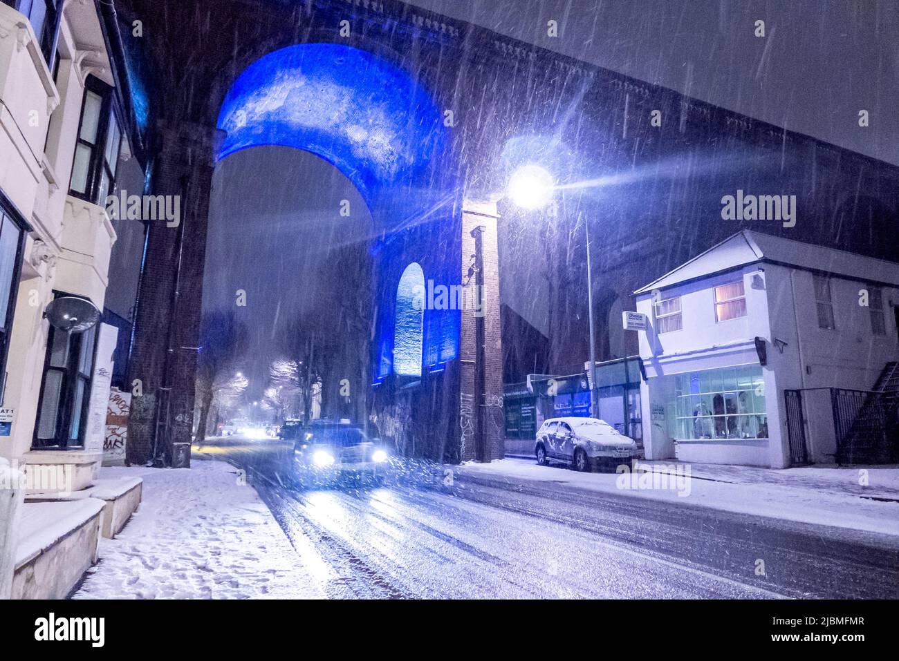 Brighton, January 31st 2019: The first snowfall in Brighton this year ...