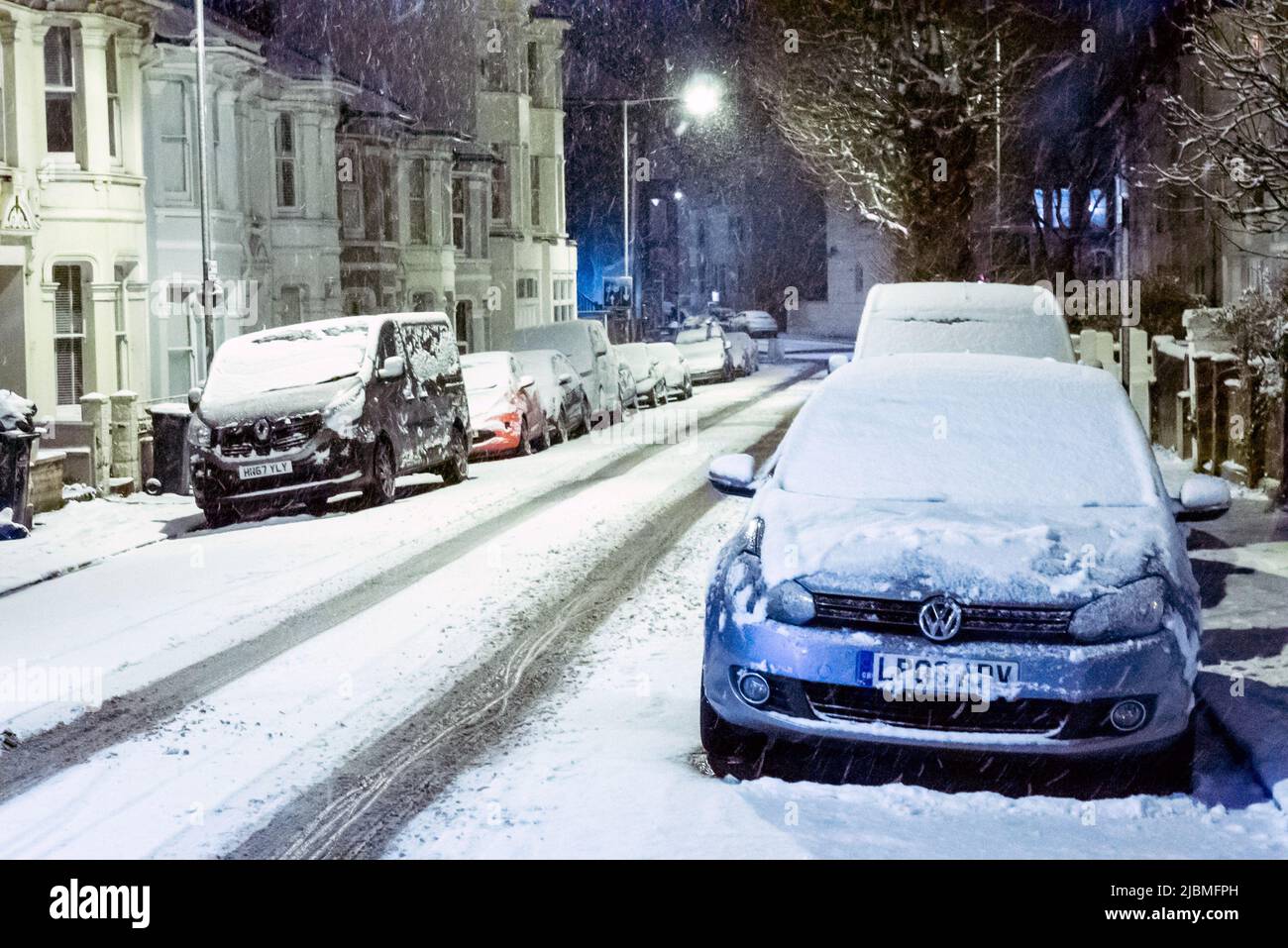 Brighton, January 31st 2019: The first snowfall in Brighton this year ...