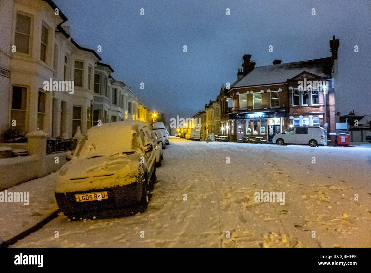 Brighton, January 31st 2019: The first snowfall in Brighton this year ...