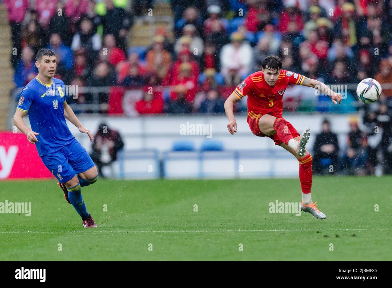 CARDIFF, WALES - 05 JUNE 2022: Wales' Neco Williams and Ukraines's ...