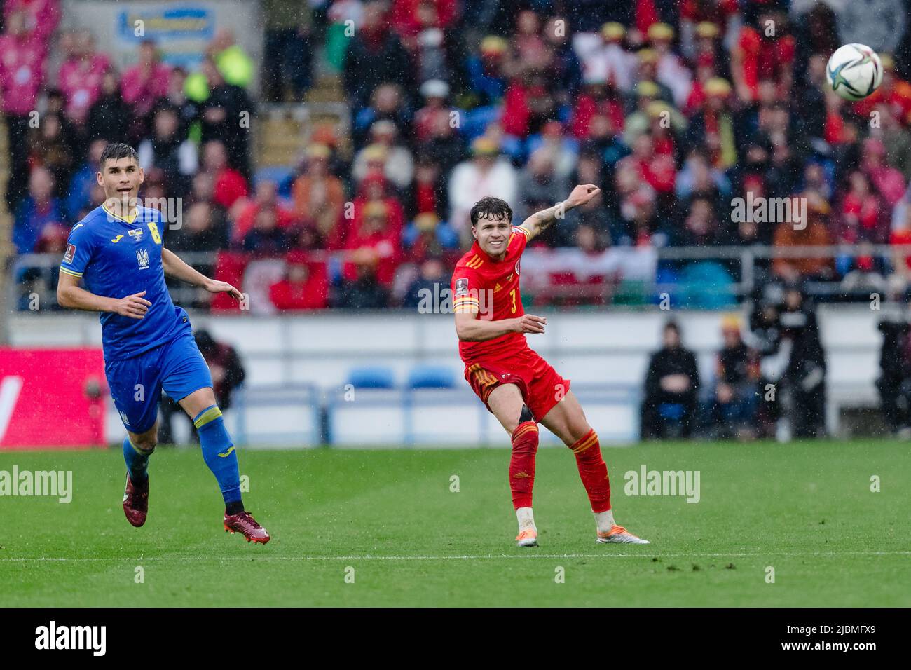 CARDIFF, WALES - 05 JUNE 2022: Wales' Neco Williams and Ukraines's ...
