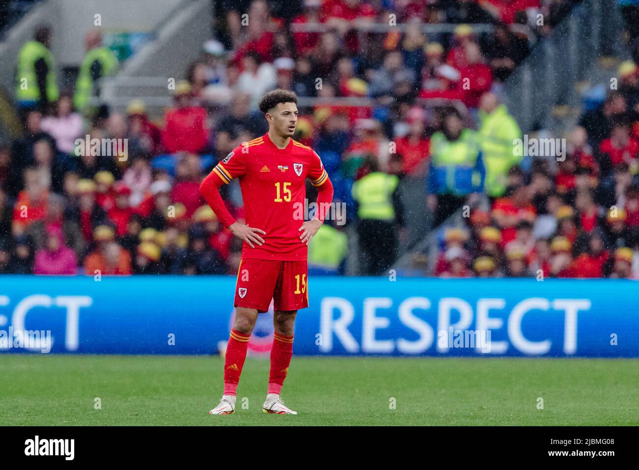 CARDIFF, WALES - 05 JUNE 2022: Wales' Ethan Ampadu during he 2022 FIFA ...