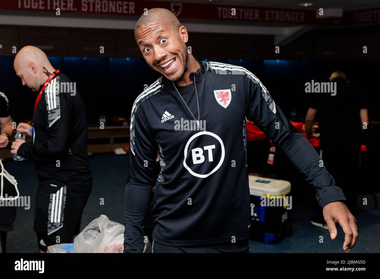 CARDIFF, WALES - 05 JUNE 2022: Wales’ Chiropractor Matthew Rabin prior ...
