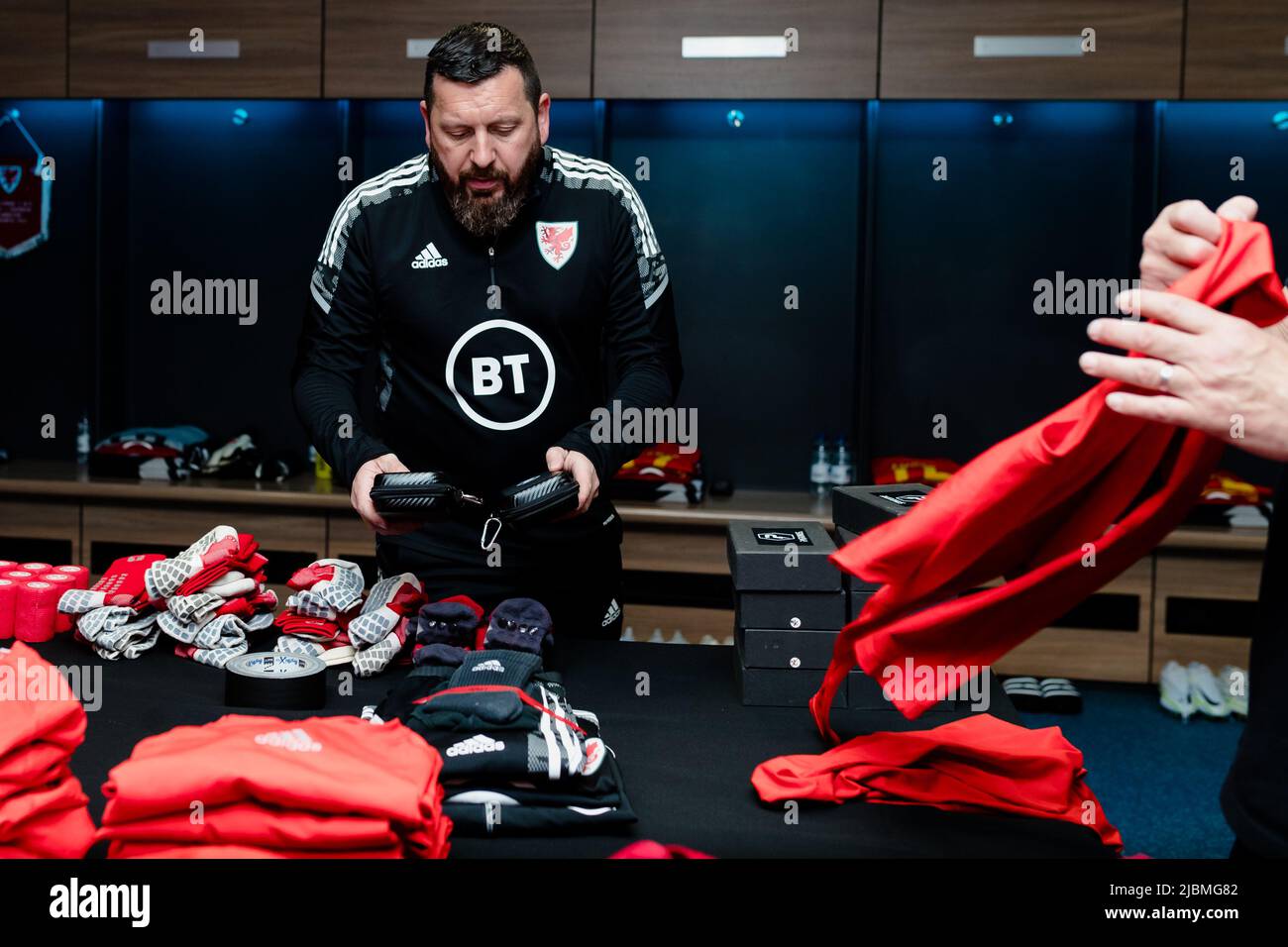CARDIFF, WALES - 05 JUNE 2022: Wales’ Equipment Manager David Griffiths ...