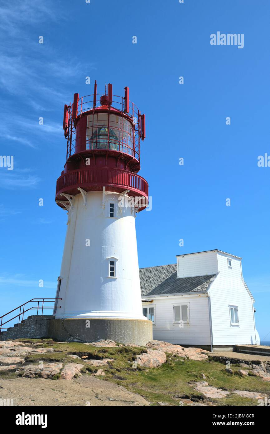 Lindesnes Lighthouse (Lindesnes Fyr) at the southernmost tip of Norway ...