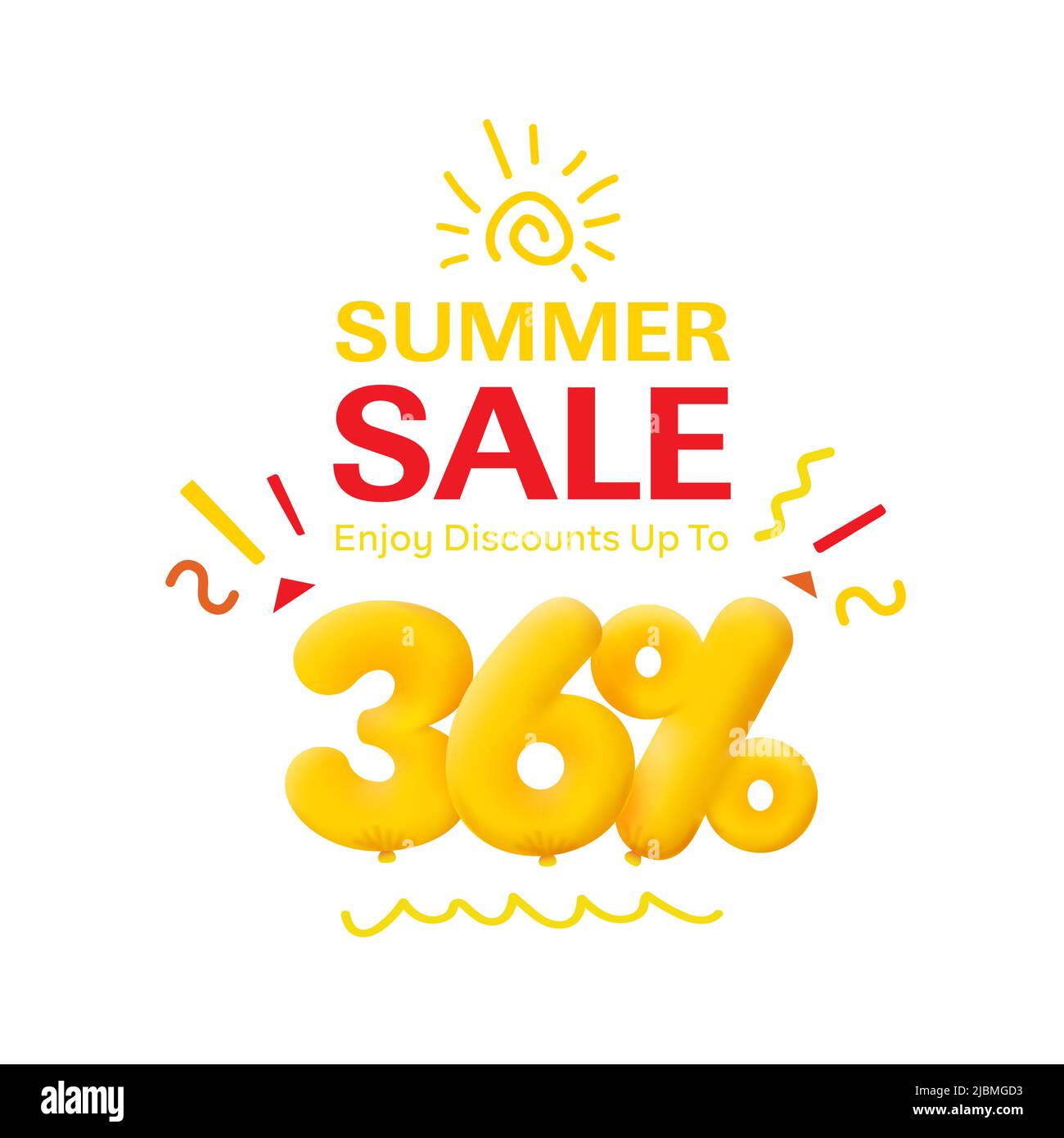 Special offer sale 36% discount 3D number Yellow tag voucher vector ...