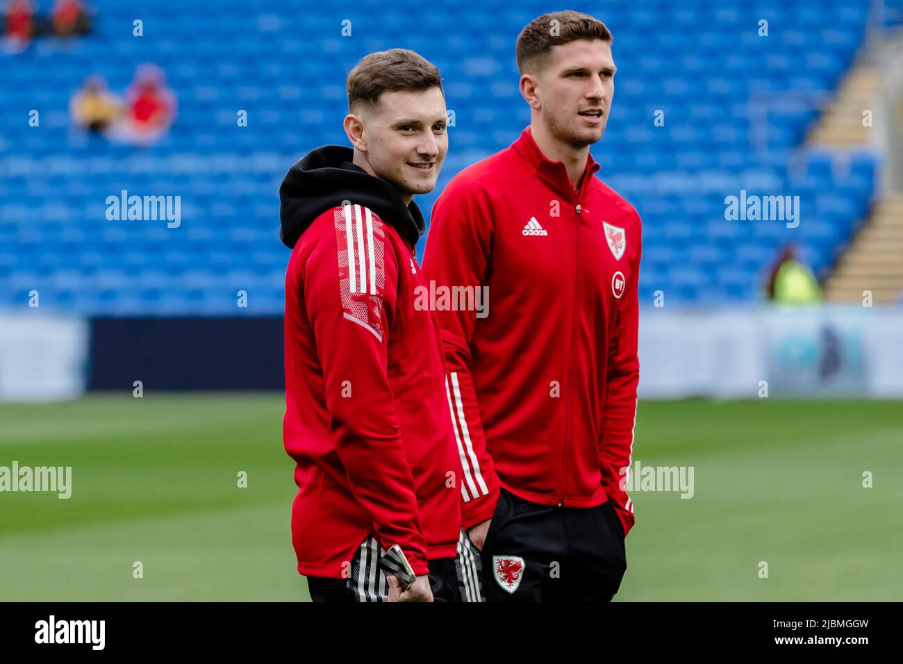 CARDIFF, WALES - 05 JUNE 2022: Wales' David Brooks and Wales' Chris ...