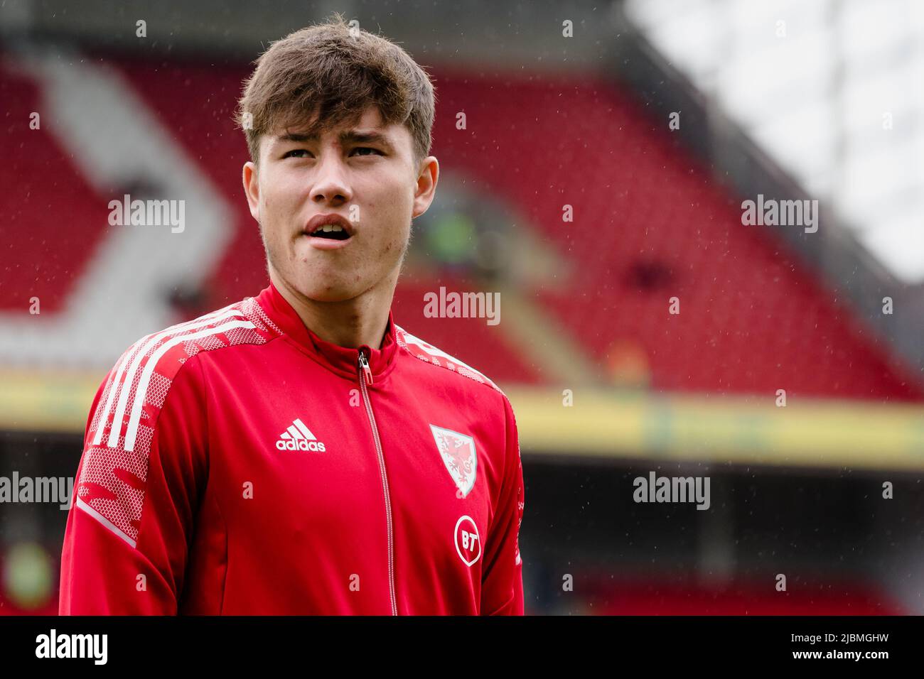 CARDIFF, WALES - 05 JUNE 2022: Wales' Rubin Colwill prior to the 2022 ...