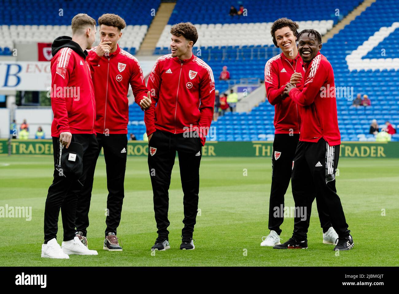 CARDIFF, WALES - 05 JUNE 2022: Wales' Ethan Ampadu, Wales' David Brooks ...