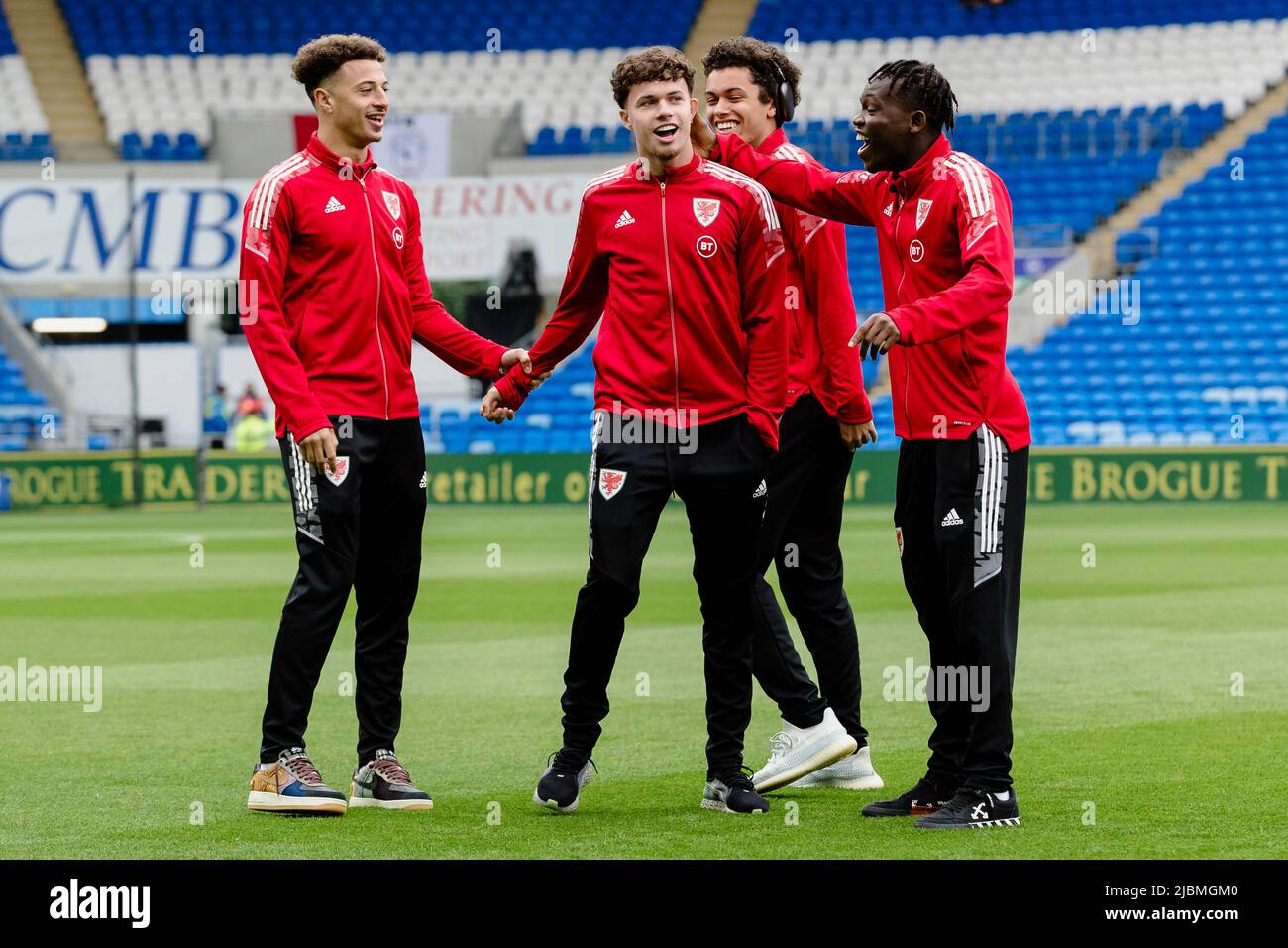 CARDIFF, WALES - 05 JUNE 2022: Wales' Ethan Ampadu, Wales' David Brooks ...