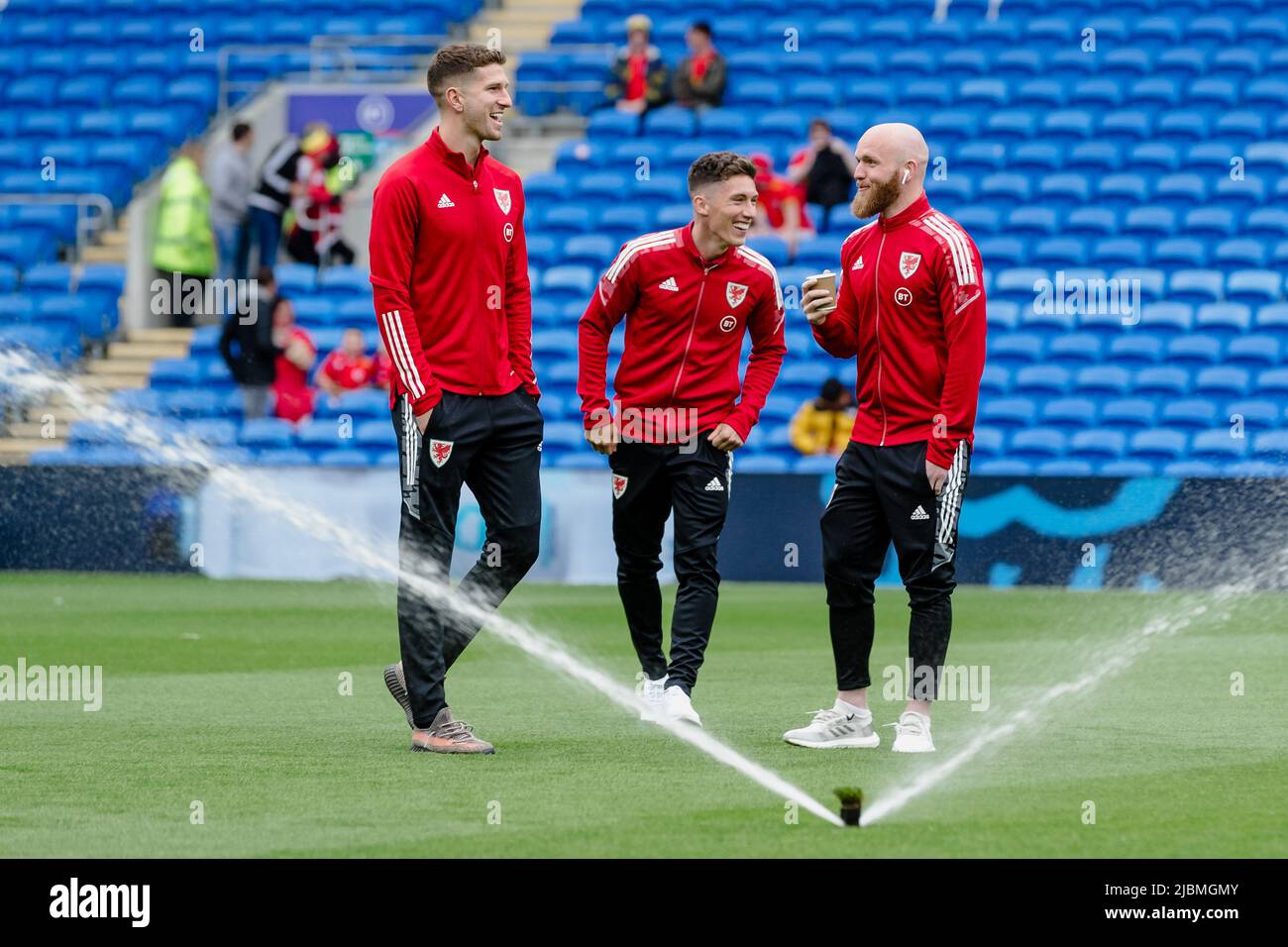 CARDIFF, WALES - 05 JUNE 2022: Wales' Chris Mepham, Wales' Jonny ...