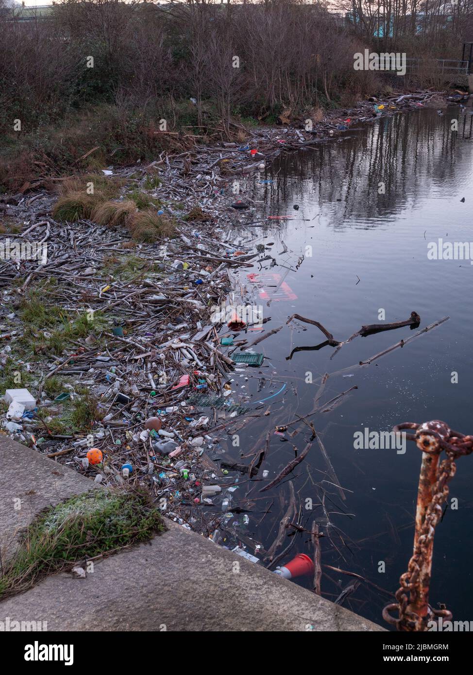 Large Amount of Litter Floating in the Water Stock Photo - Alamy
