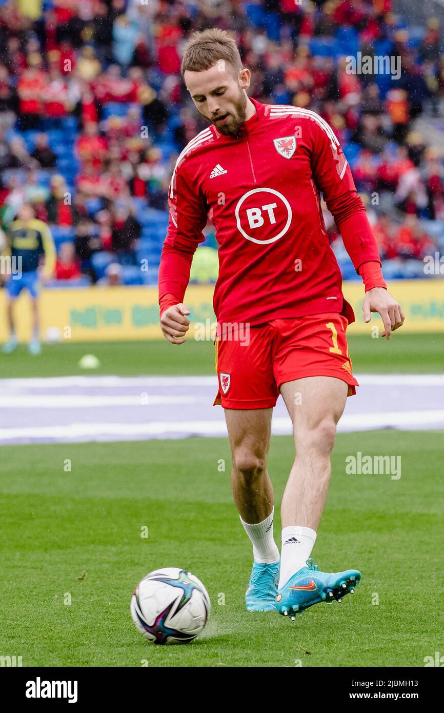 CARDIFF, WALES - 05 JUNE 2022: Wales' Rhys Norrington-Davies prior to ...