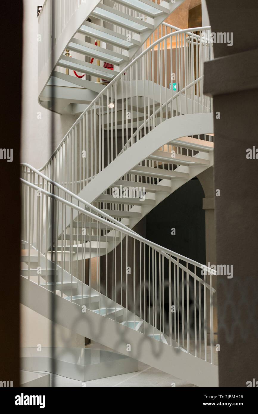 modern white metal staircase indoors architecture minimalism Stock ...