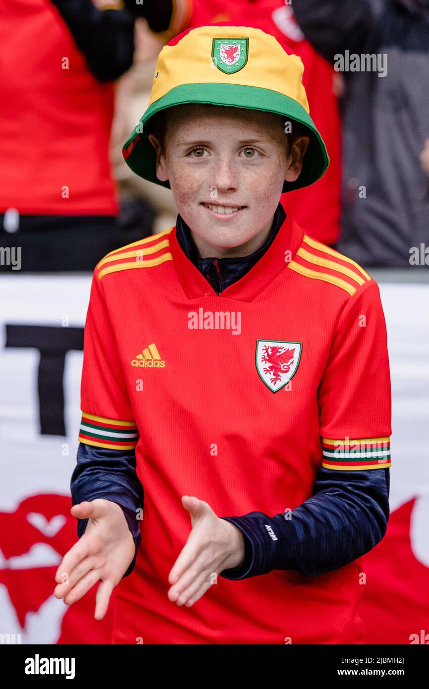 CARDIFF, WALES - 05 JUNE 2022: Wales fans prior to the 2022 FIFA World ...