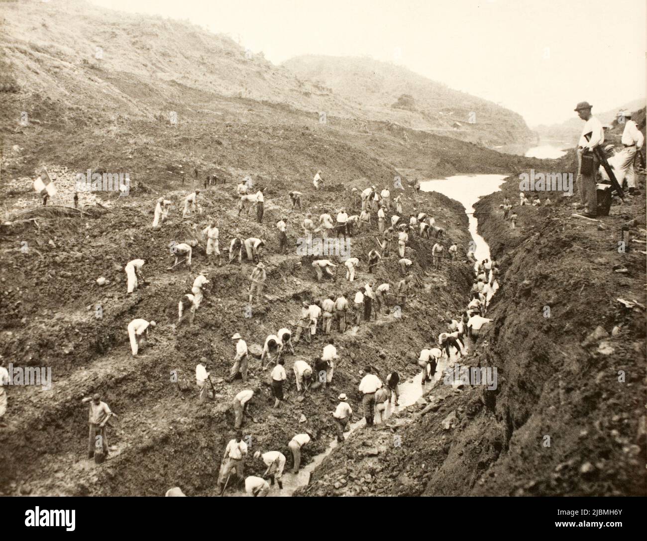 Panama, Panama City, Historical photo of the building of the Canal ...