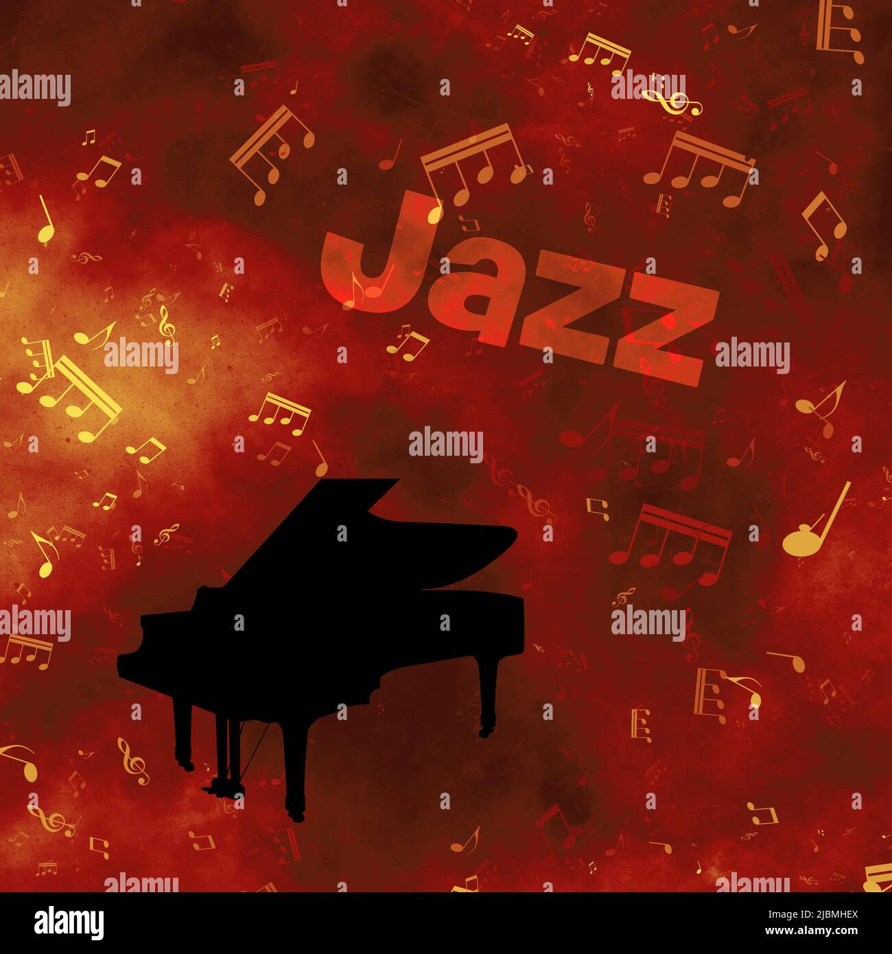 Piano Instrument And Background Of Music Notes For Jazz Music Concept