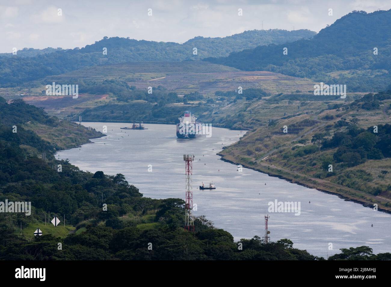 Panama, A container ship transits the Panama Canal just left the ...