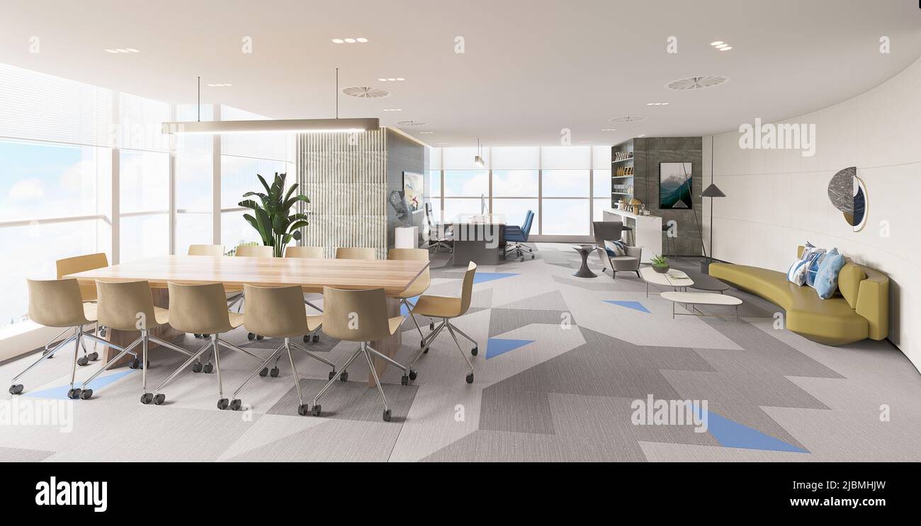 3d render of modern working space Stock Photo - Alamy