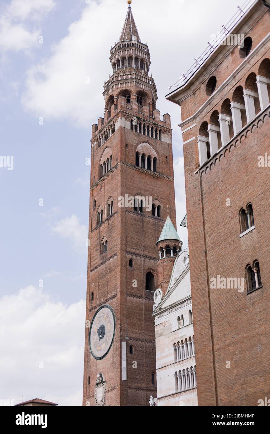 high clock tower, beautiful architecture of the italian city Stock ...