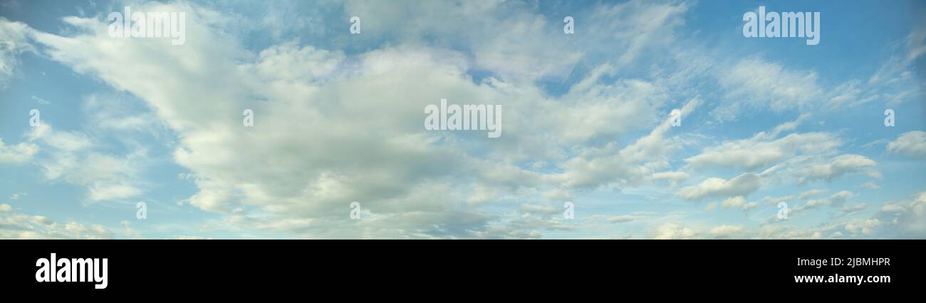 Peace scenic skyline background, clear blue sky with white clouds Stock ...