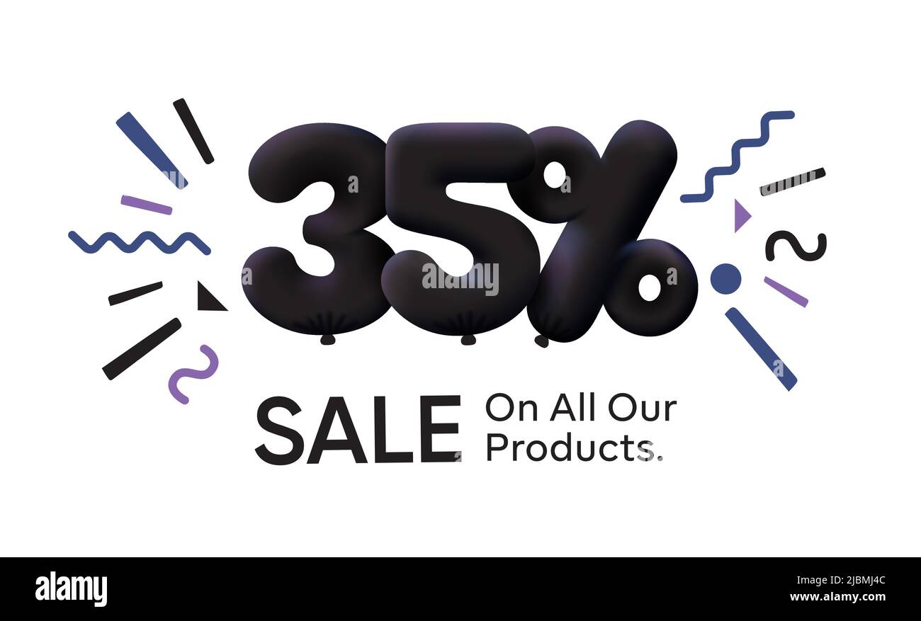 Black Friday Special sale banner 35% discount in form of 3d balloons ...