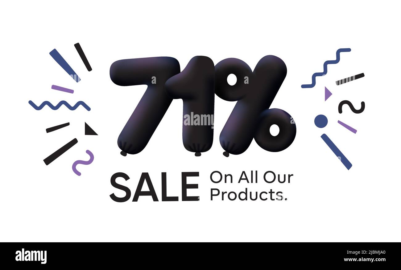 Black Friday Special sale banner 71% discount in form of 3d balloons ...