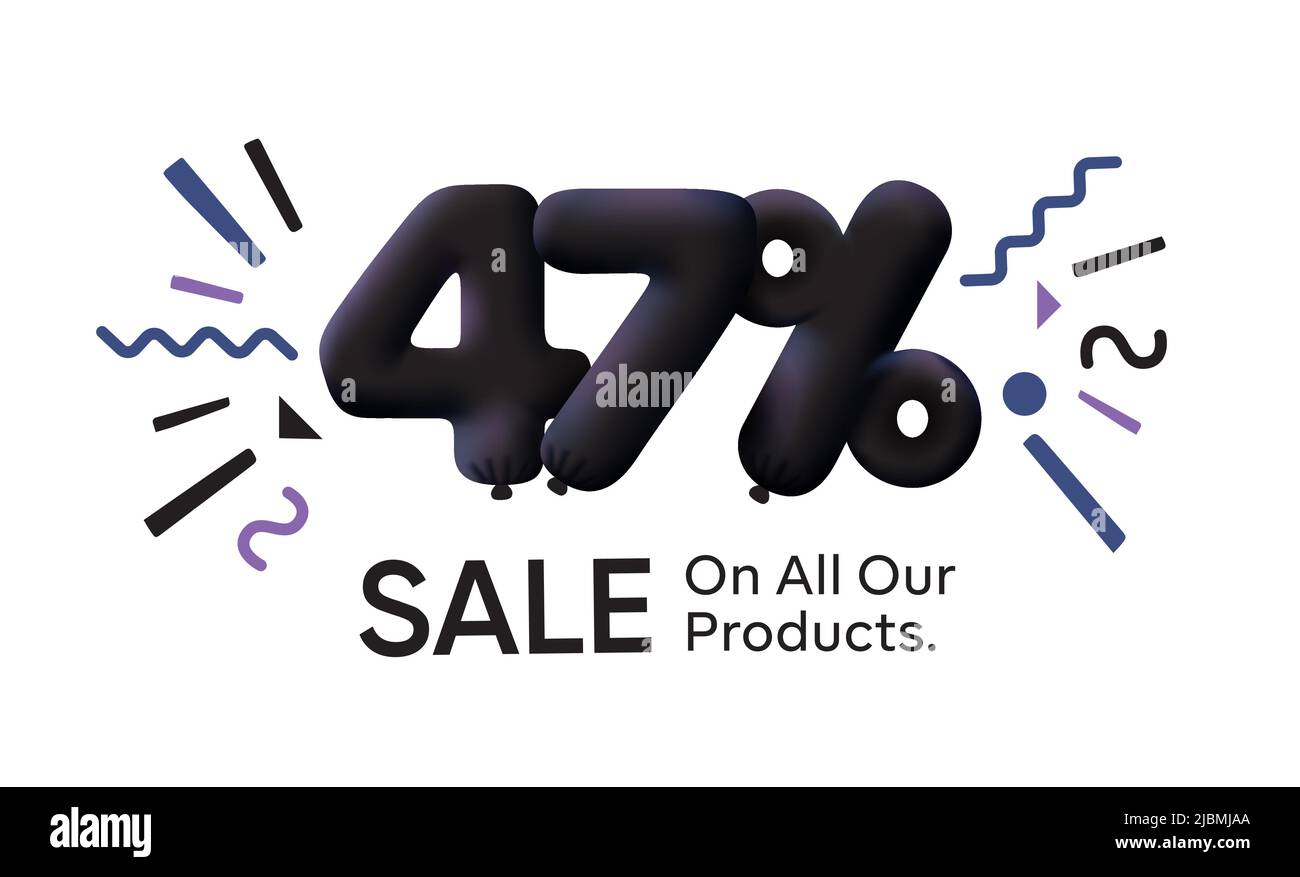 Black Friday Special sale banner 47% discount in form of 3d balloons ...