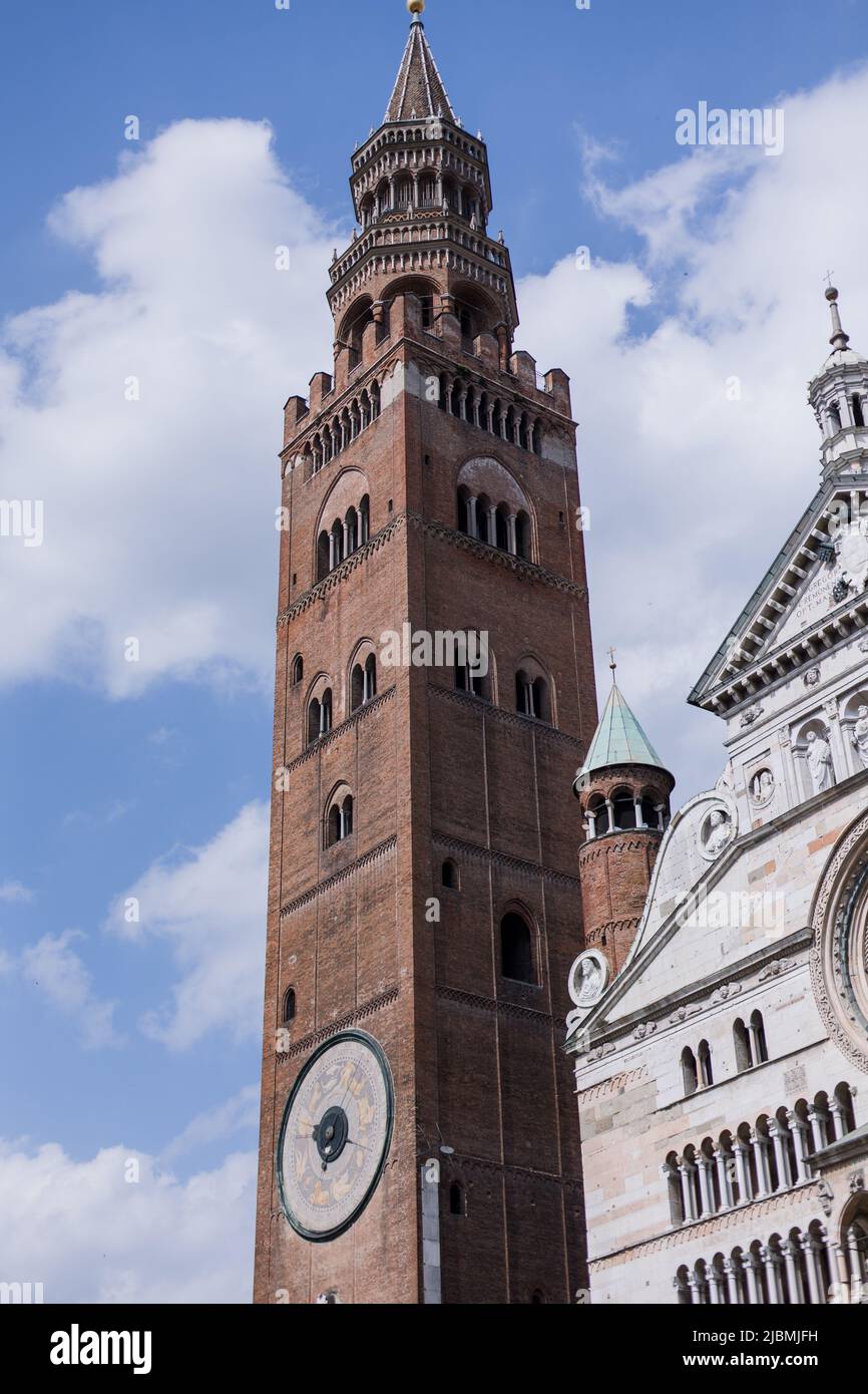 high clock tower, beautiful architecture of the italian city Stock ...