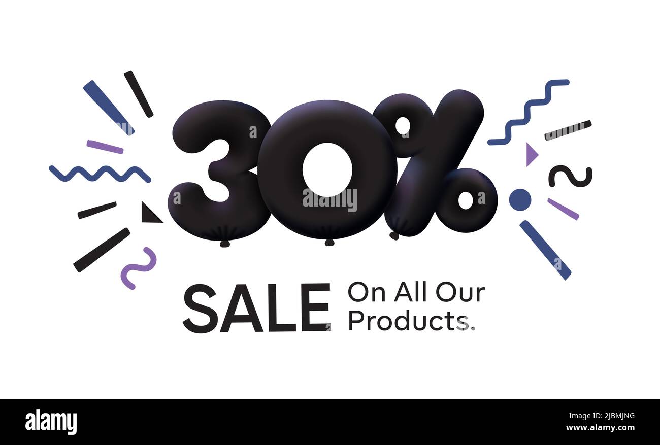 Black Friday Special sale banner 30% discount in form of 3d balloons ...