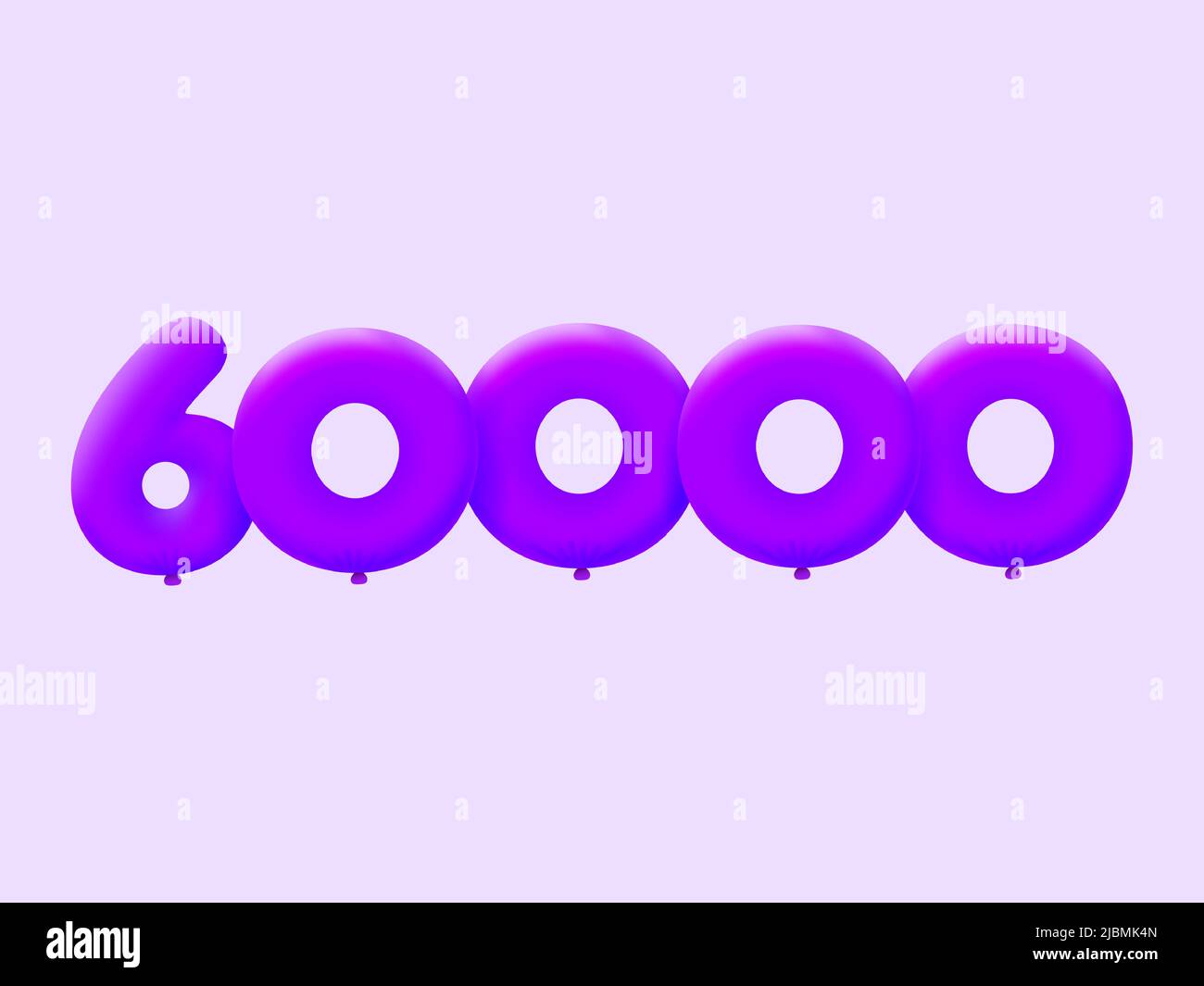 Purple 3D number 60000 balloon realistic 3d helium Purple balloons ...